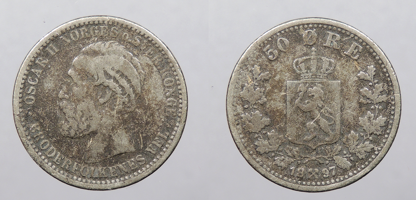 NORWAY: 1897 50 Ore | European Coins