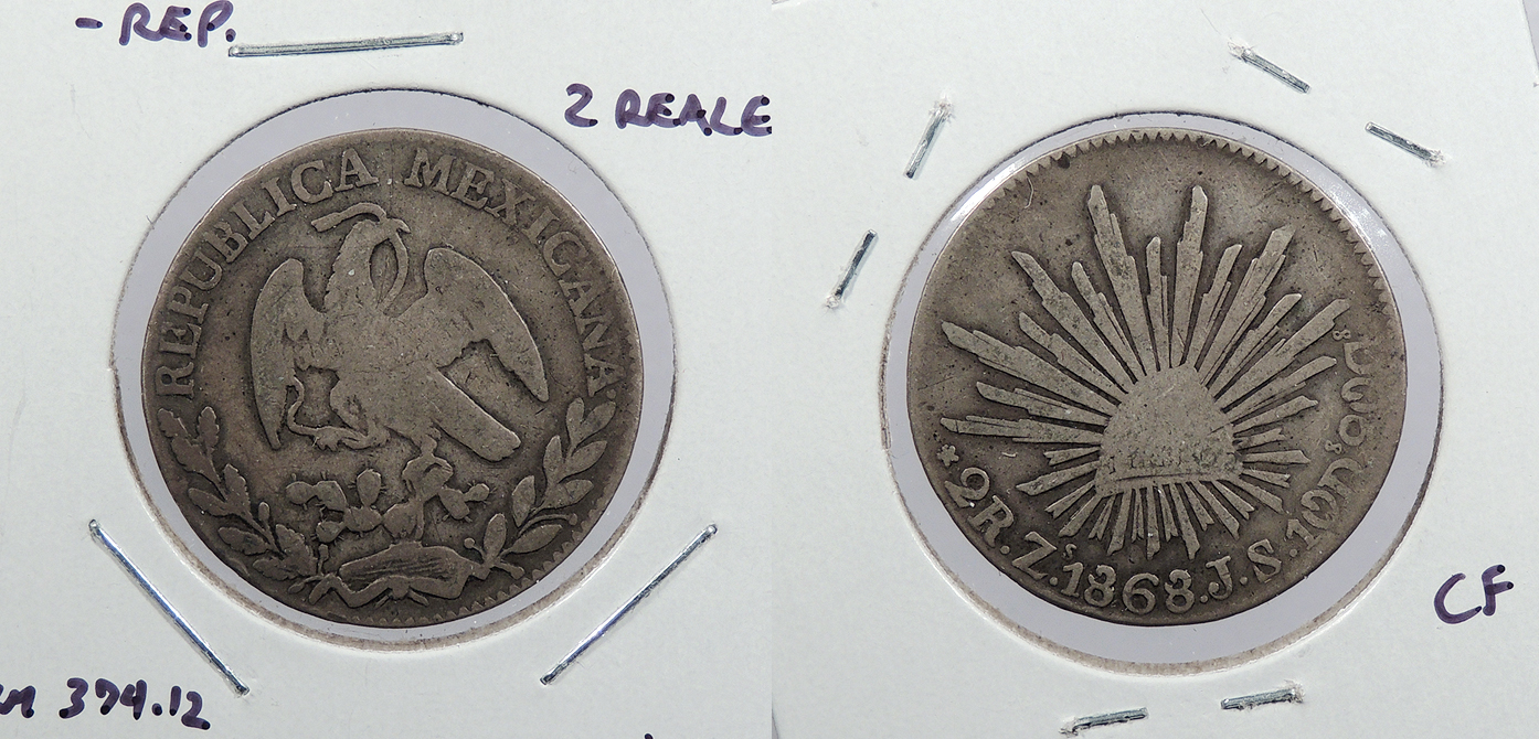 MEXICO: 1868-Zs JS 2 Reales | North & Central American and Caribbean Coins