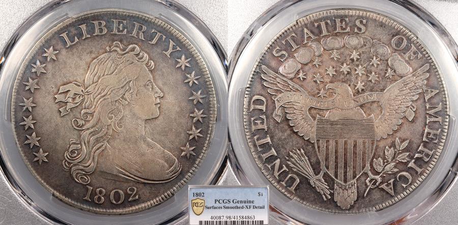 1802 Draped Bust 1 Dollar (Silver) PCGS EF | Miscellaneous
