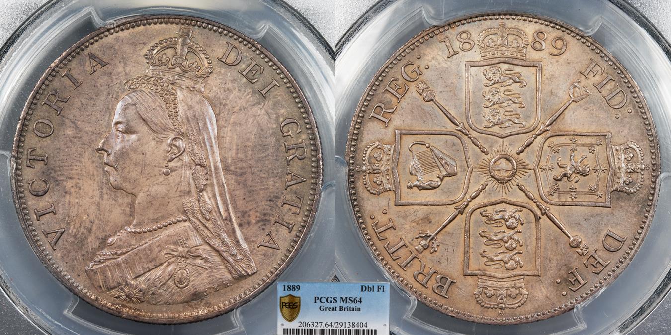 GREAT BRITAIN Victoria 1889 Double Florin PCGS MS-64 | European Coins
