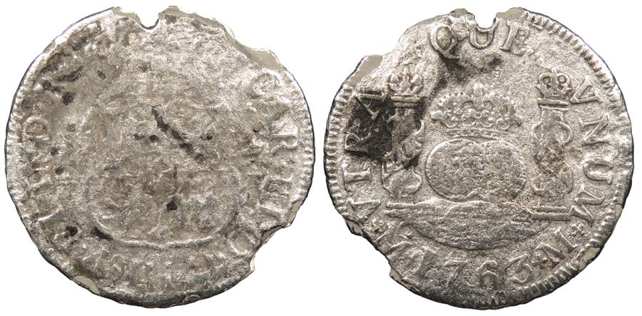 MEXICO Charles (Carlos) III 1763-Mo M 2 Reales 'Pistareen' No Grade