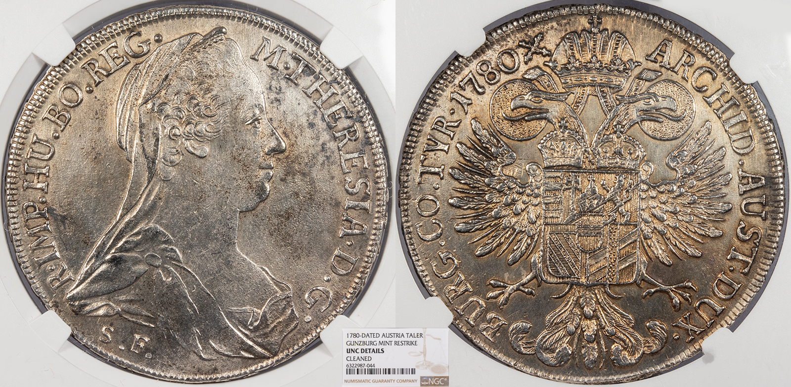 AUSTRIA Maria Theresia 1780-S.F. (1783-1795) Thaler (Taler) NGC UNC