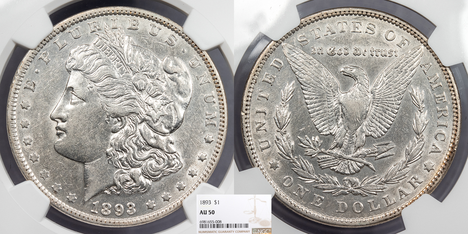 1893 Morgan 1 Dollar (Silver) NGC AU-50 | Miscellaneous