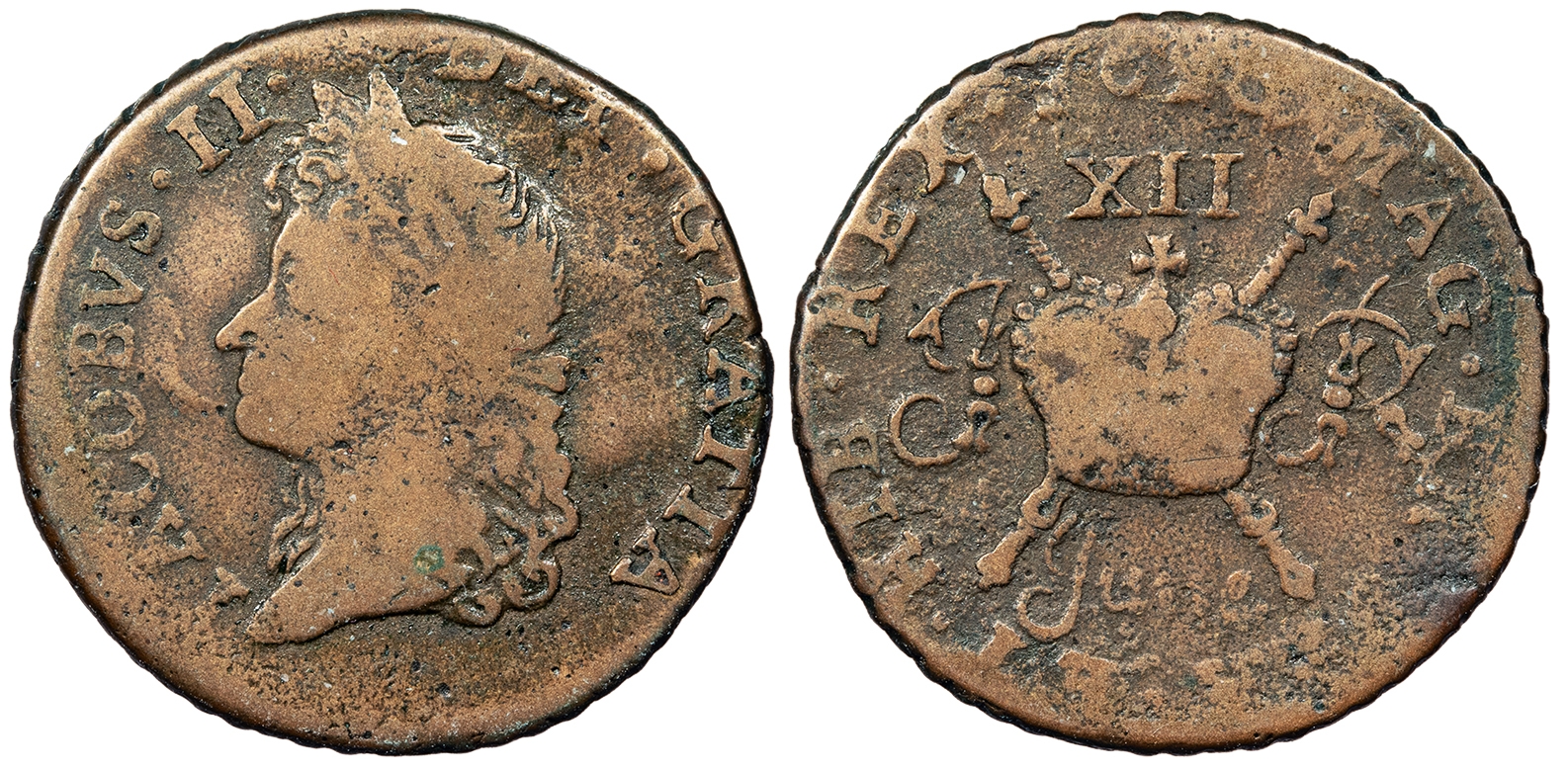 IRELAND James II 1690 June Gunmoney Shilling Fine | European Coins