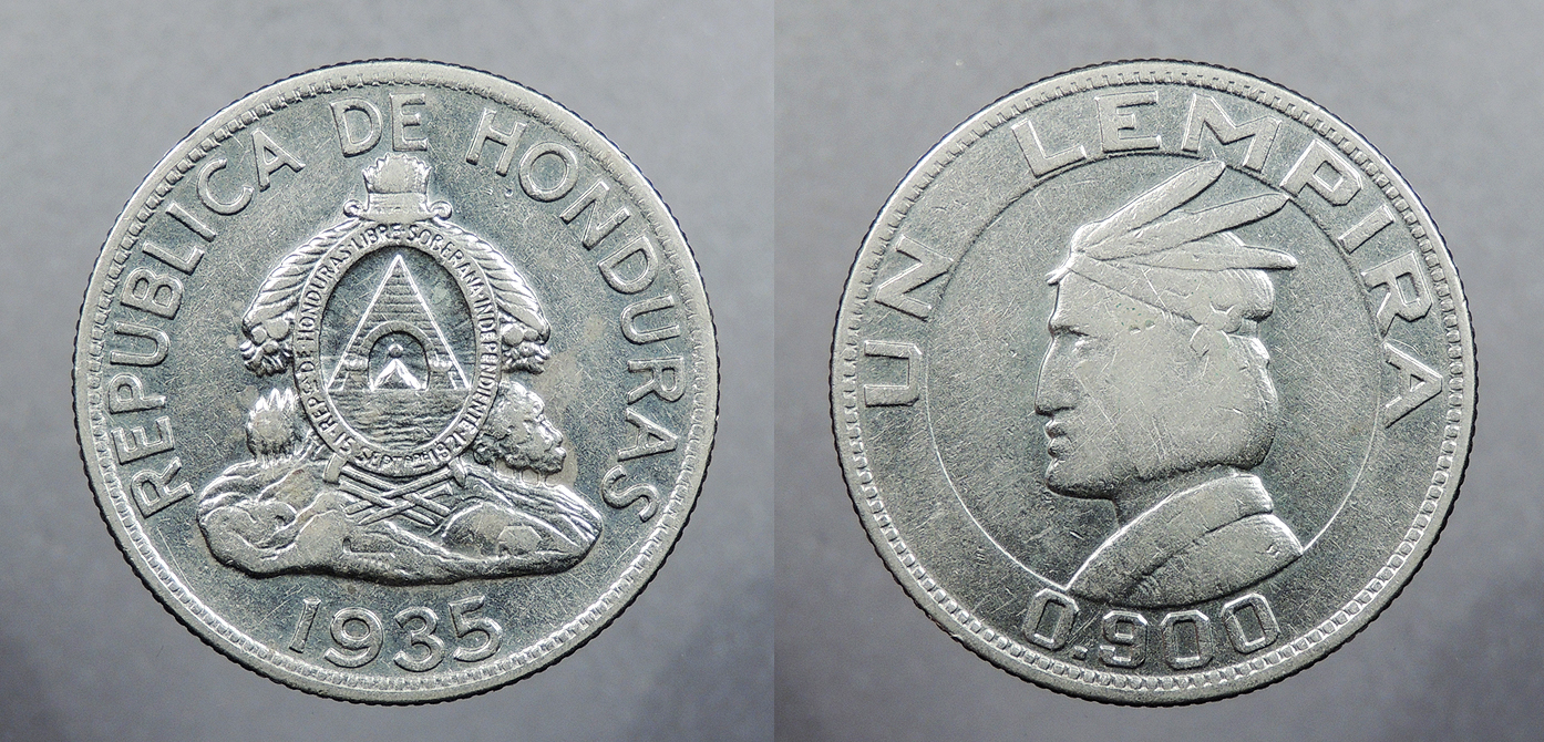 HONDURAS: 1935 Phila. Mint Lempira | North & Central American and ...