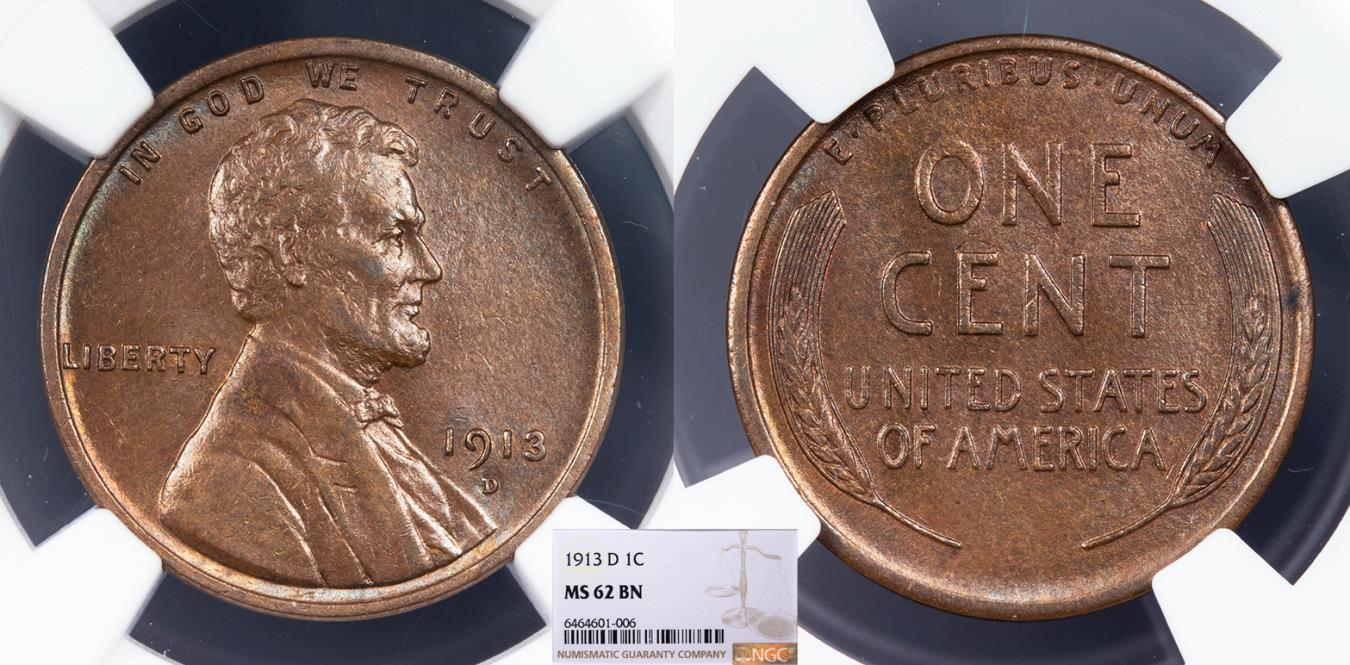 1913-D Lincoln Cent 1 Cent NGC MS-62 BN | Miscellaneous