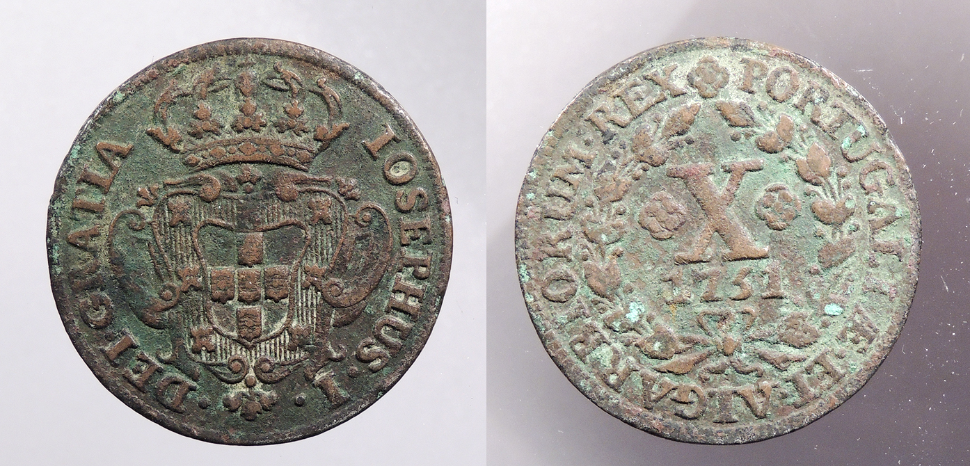 PORTUGAL: 1751 Rare date 10 Reis | European Coins