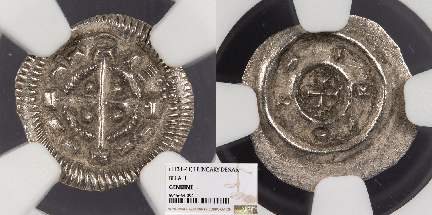 HUNGARY Bela II 1131-1141 Denar NGC Genuine | Medieval Coins