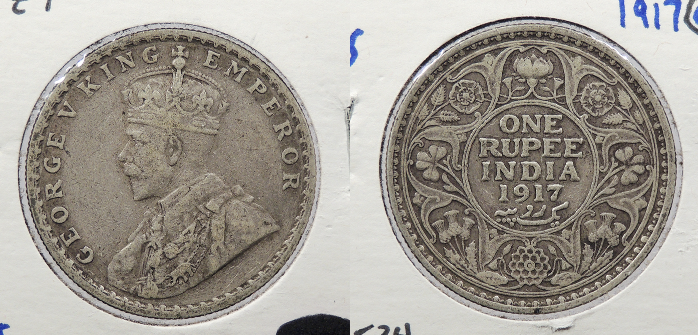 INDIA: 1917 (c) George V Rupee | Asian and Middle Eastern Coins