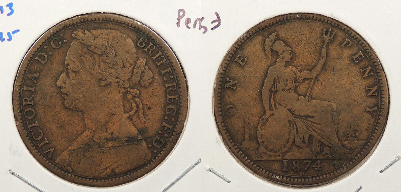 GREAT BRITAIN: 1874-H Victoria Penny | European Coins