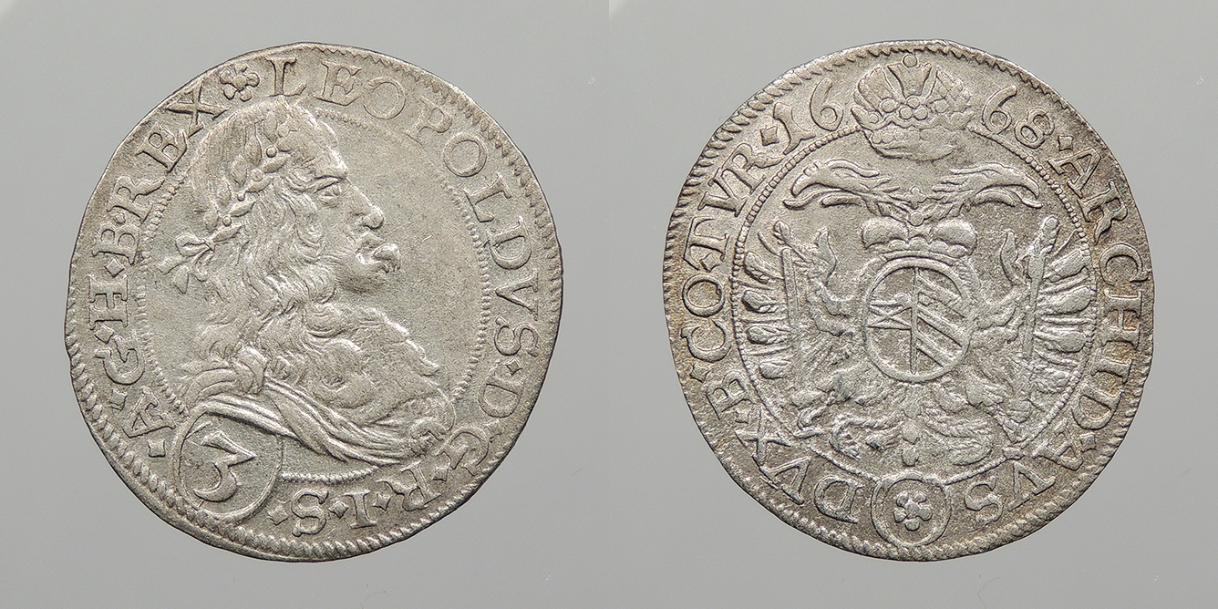 AUSTRIA: 1668 Leopold 'the Hogmouth' 3 Kreuzer | European Coins