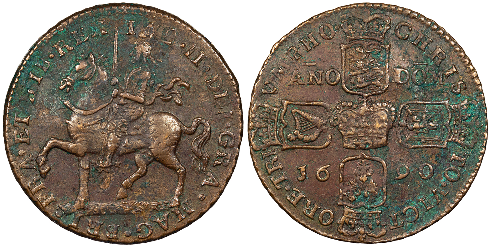 IRELAND James II 1690 Gunmoney Crown AU | European Coins