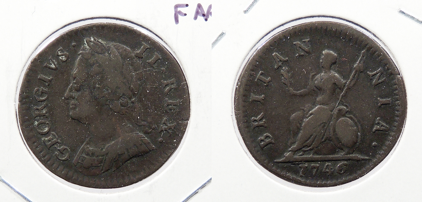GREAT BRITAIN: 1746 George II Farthing | European Coins