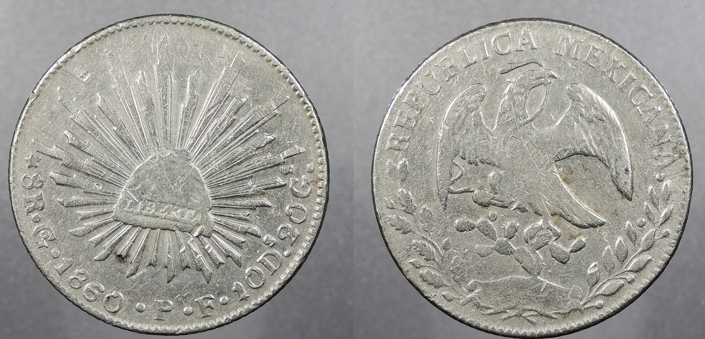 MEXICO: Republic 1860-Go PF Cap and rays 8 Reales | North & Central ...