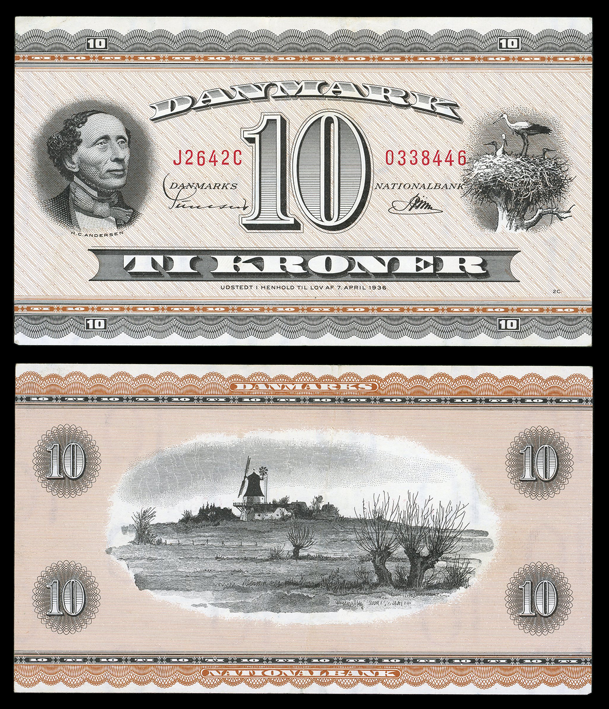 DENMARK Danmarks Nationalbank 7 April 1936 (1964) 10 Kroner EF