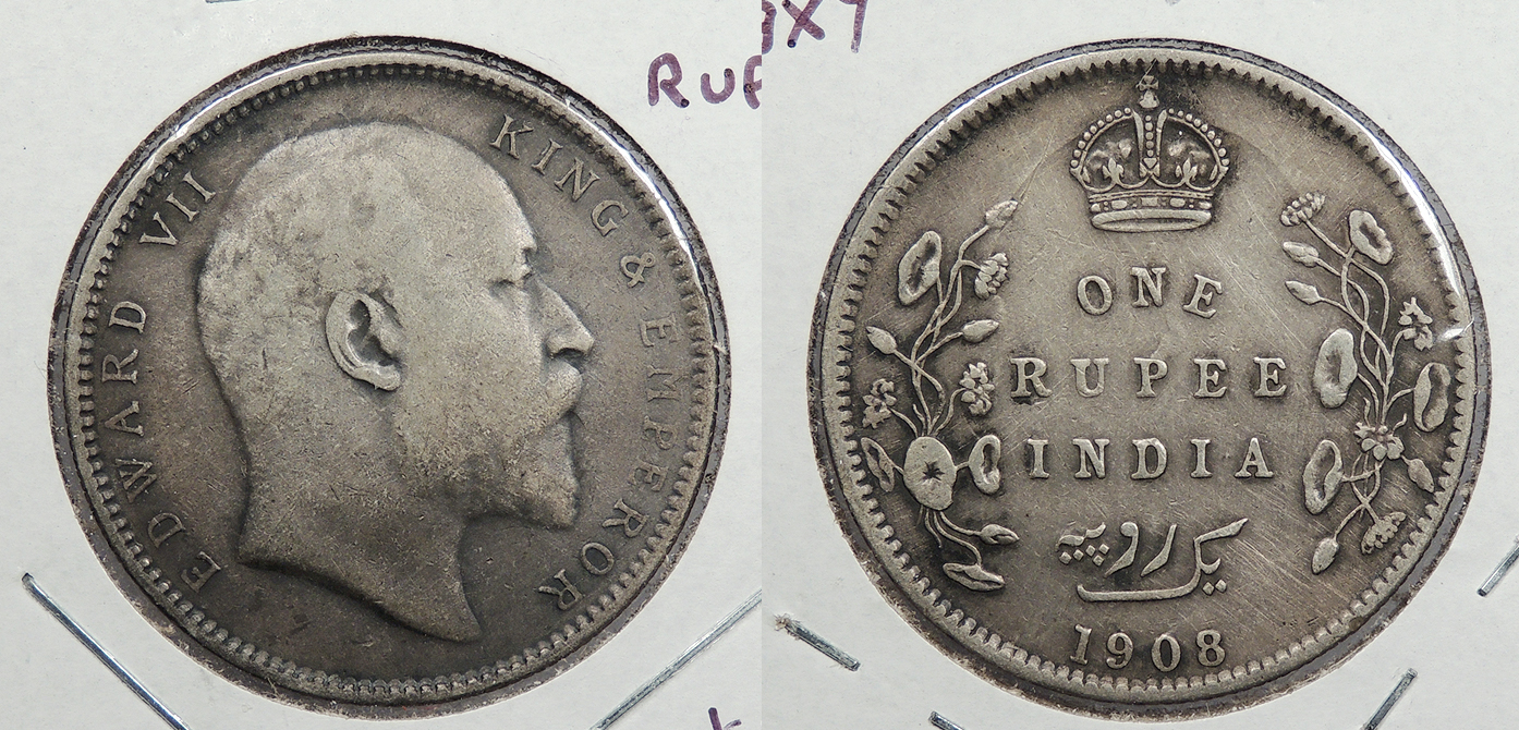 INDIA: 1908(c) Edward VII Rupee | Asian and Middle Eastern Coins