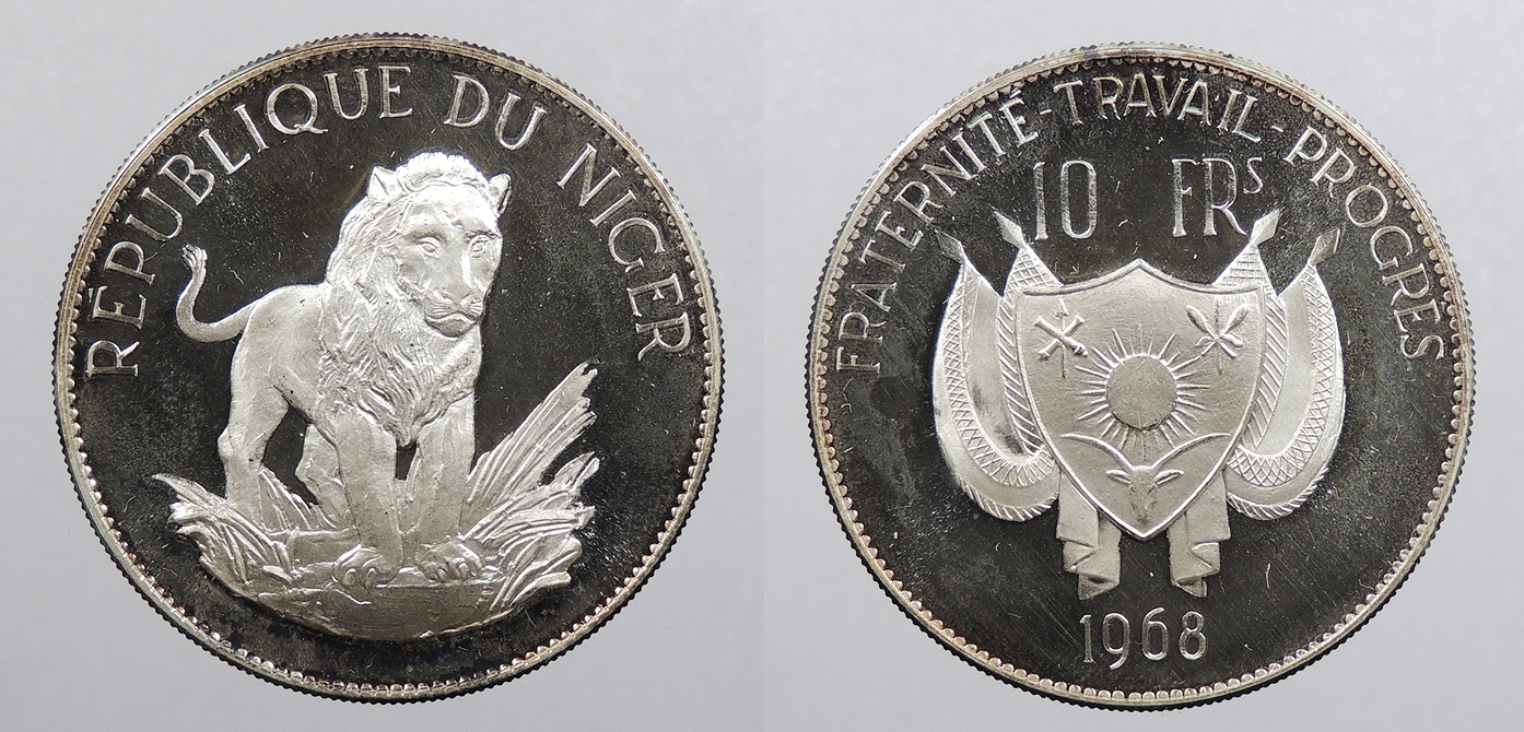 NIGER: 1968 10 Francs Proof | African Coins