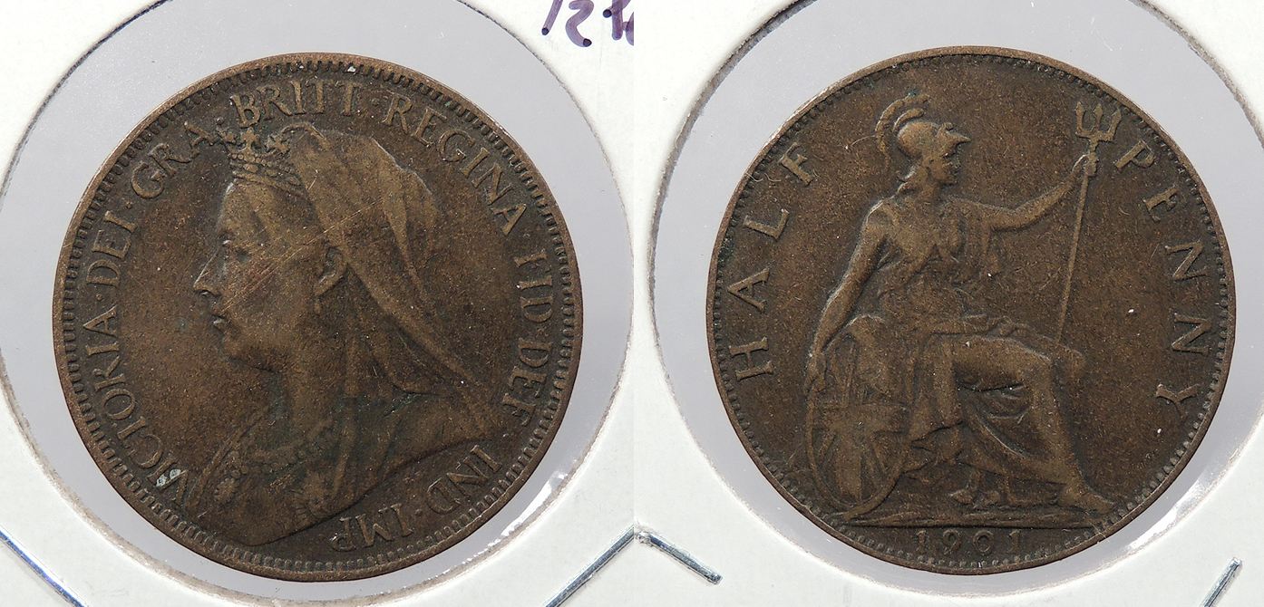 GREAT BRITAIN: 1901 Victoria Halfpenny | European Coins