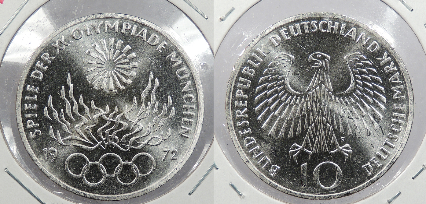 GERMANY (WEST): 1972-F Munich Olympics 10 Mark | European Coins