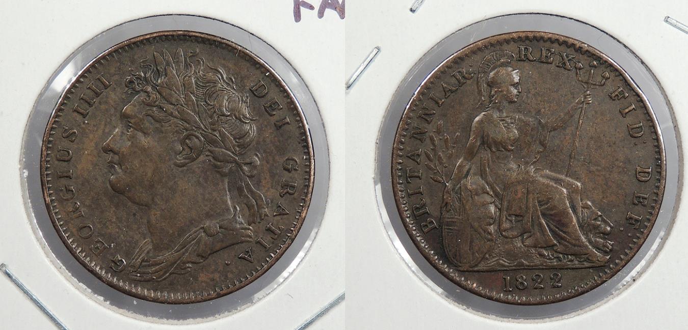 GREAT BRITAIN: 1822 George IV Farthing | European Coins