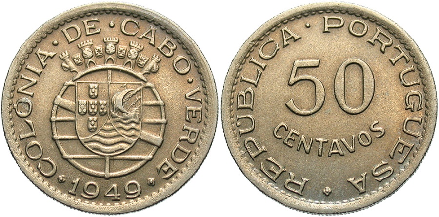 CAPE VERDE (CABO VERDE): 1949 50 Centavos | African Coins