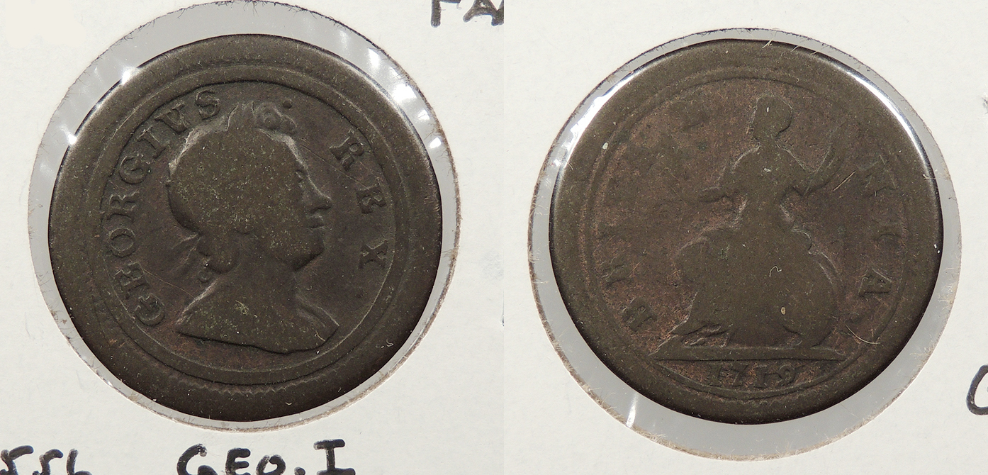 GREAT BRITAIN: 1719 George I Farthing | European Coins