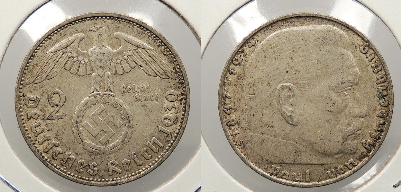 GERMANY: 1939-J Hindenburg 2 Mark | European Coins