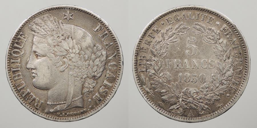 FRANCE: 1850-A 5 Francs | European Coins