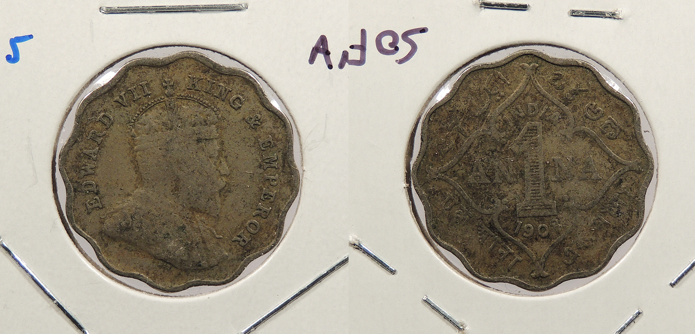 INDIA: 1908-B Edward VII Anna | Asian and Middle Eastern Coins