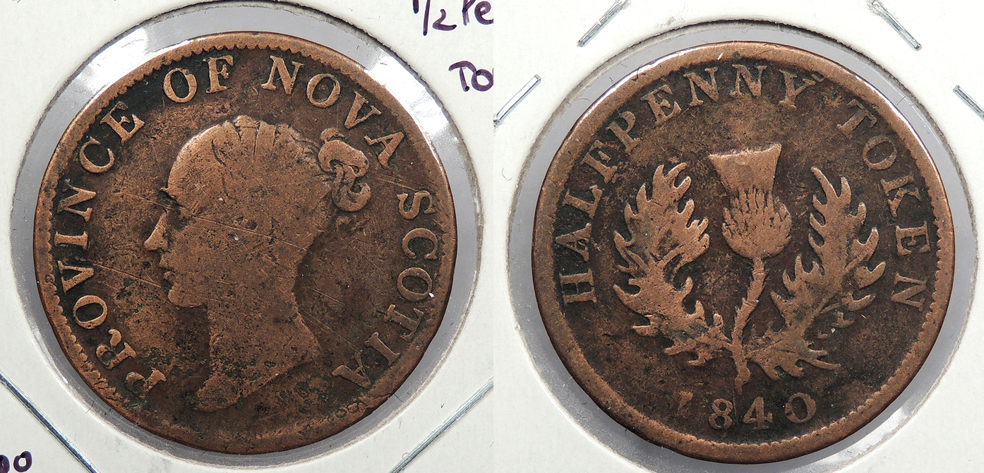 CANADA: Nova Scotia 1840 Victoria Halfpenny Token | North & Central ...