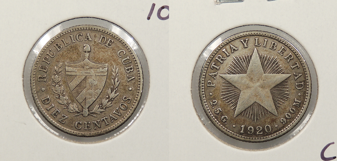 CUBA: 1920 10 Centavos | North & Central American and Caribbean Coins