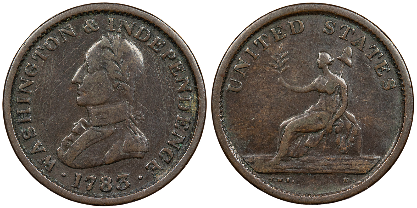 1783 Washington & Independence Colonial Coinage GW-109F; Baker-4