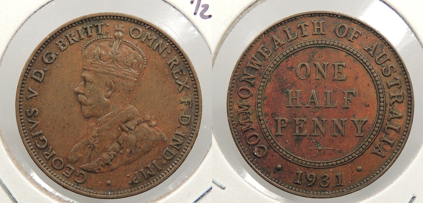 AUSTRALIA: 1931 George V Half Penny | Australian & Oceanian Coins