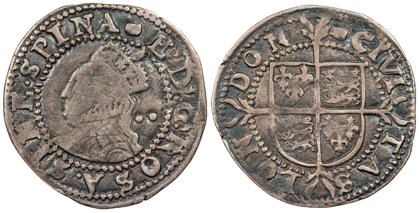 ENGLAND Elizabeth I 1558-1603 Halfgroat (Twopence) 1582-1600 VF