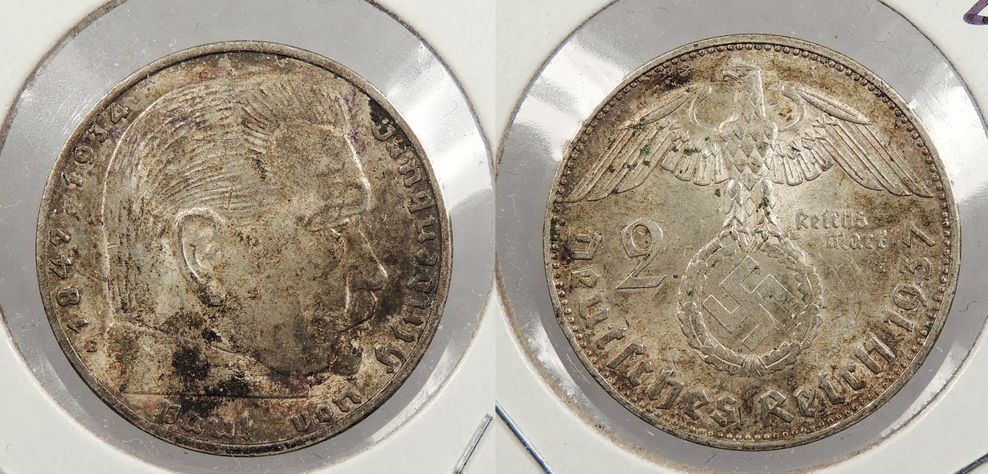 GERMANY: 1937-E Hindenburg 2 Mark | European Coins
