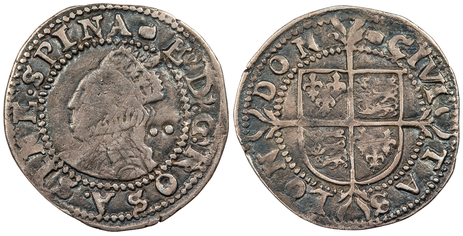 ENGLAND Elizabeth I 1558-1603 Halfgroat (Twopence) 1582-1600 VF