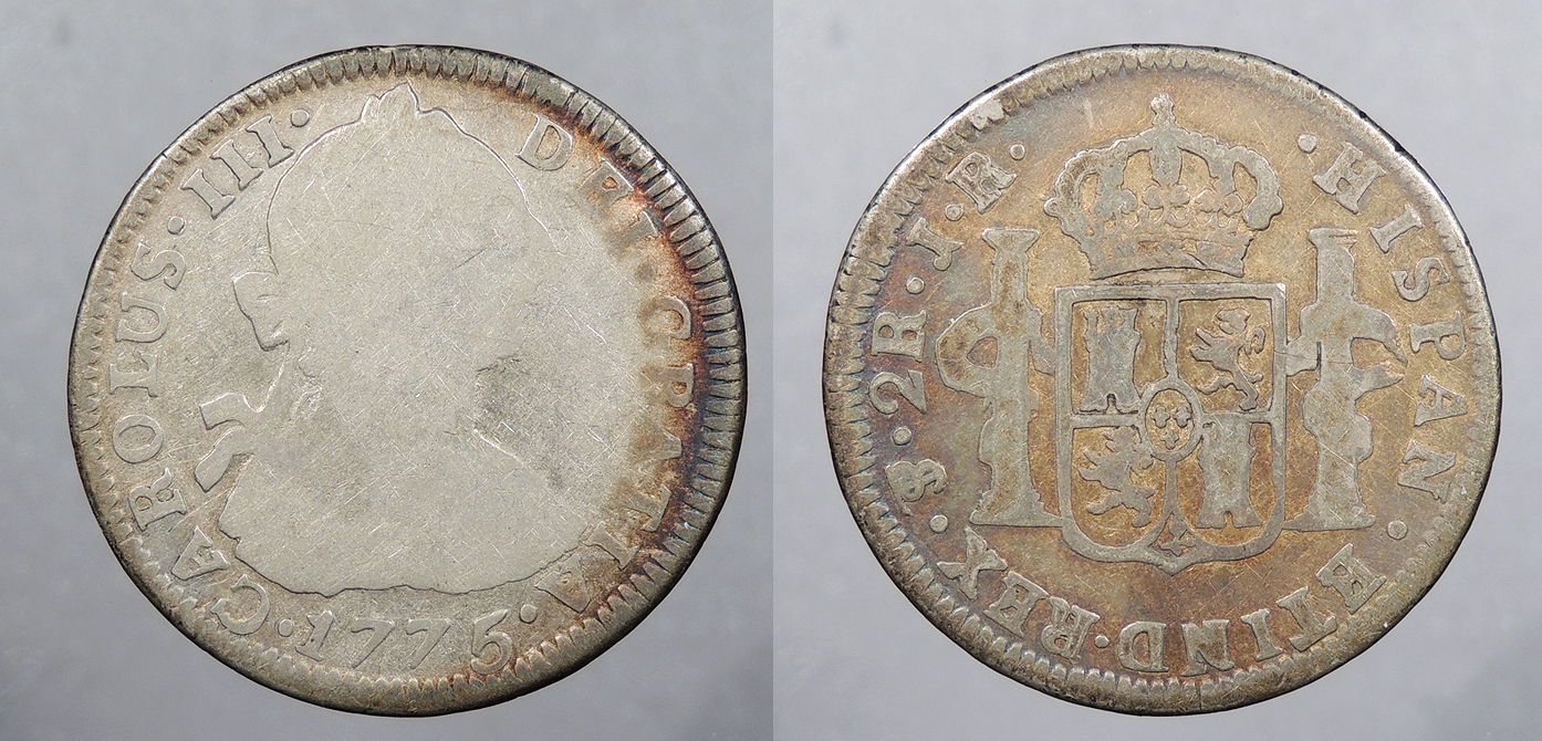 BOLIVIA: Spanish Colonial 1775-PTS JR 2 Reales | South American Coins