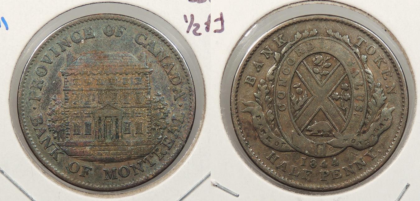 CANADA: Lower Canada 1844 Halfpenny (Sou) Token | North & Central ...