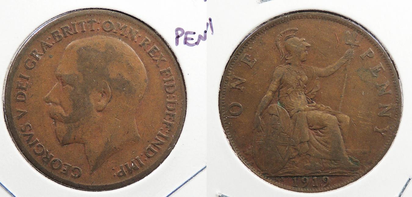 GREAT BRITAIN: 1919-KN George V Penny | European Coins