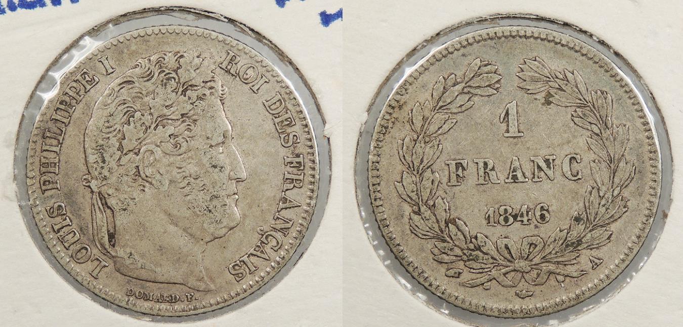 FRANCE: 1846-A Louis Philippe Franc | European Coins