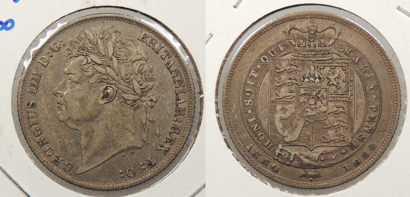 GREAT BRITAIN: 1824 George III Shilling | European Coins