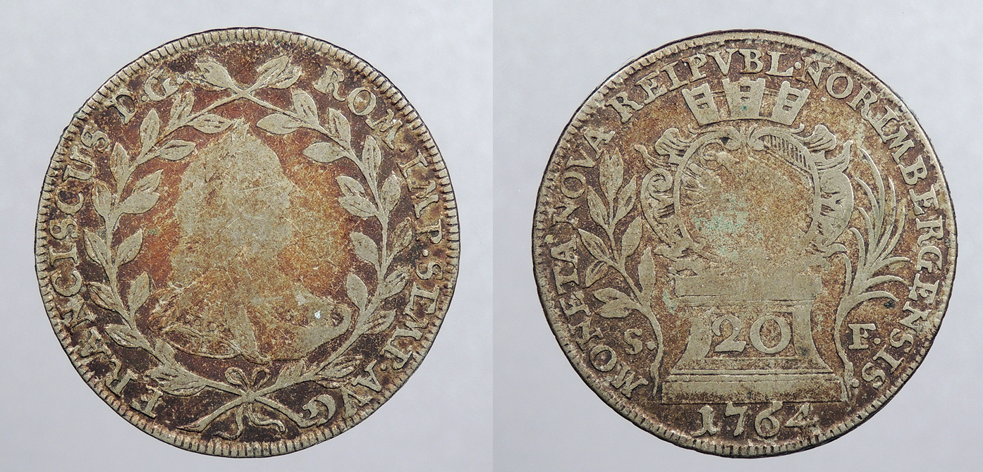 GERMAN STATES: Nurnberg 1764-OE SR 20 Kreuzer | European Coins
