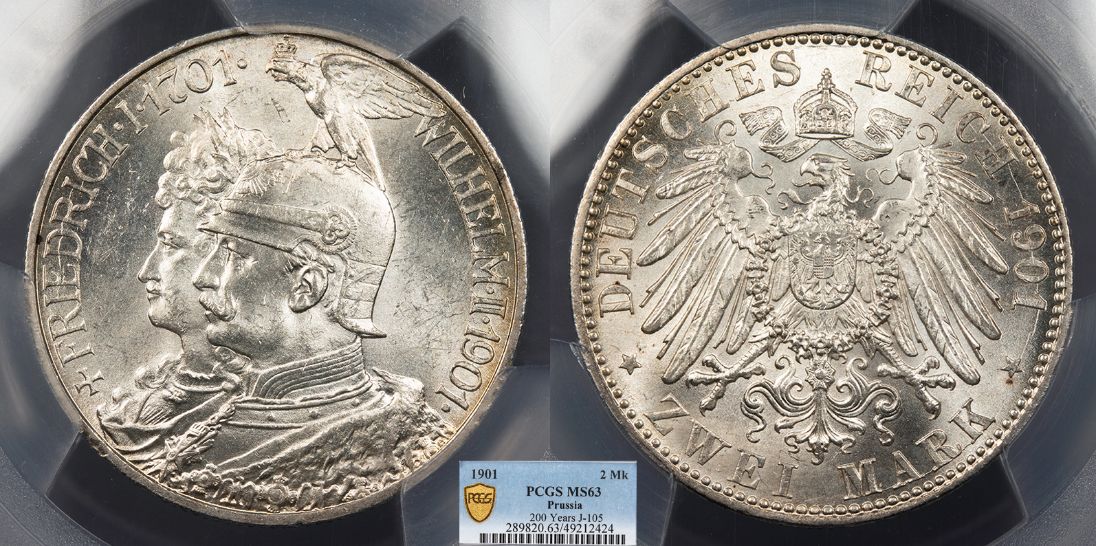 GERMAN STATES Prussia Wilehelm II 1901-A 2 Mark PCGS MS-63 | European Coins