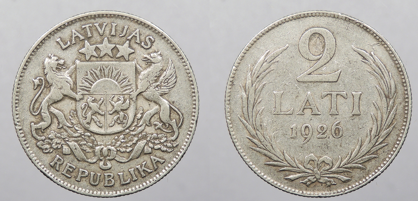 LATVIA: 1926 2 Lati | European Coins