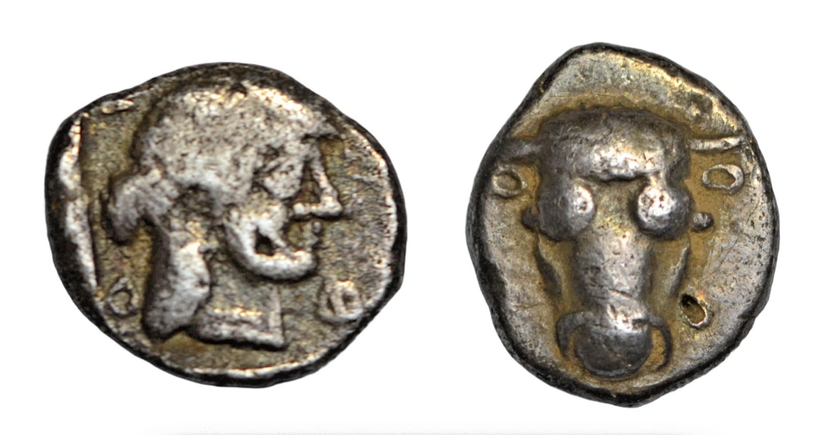 Phokis, AR triobol (hemidrachm) c. 450 BC, archaic head of Artemis/bull ...