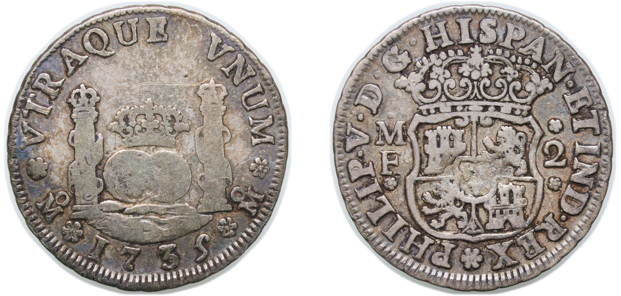 Mexico Spanish colony 1735 MF 2 Reales - Felipe V Silver (.917) Mexico ...