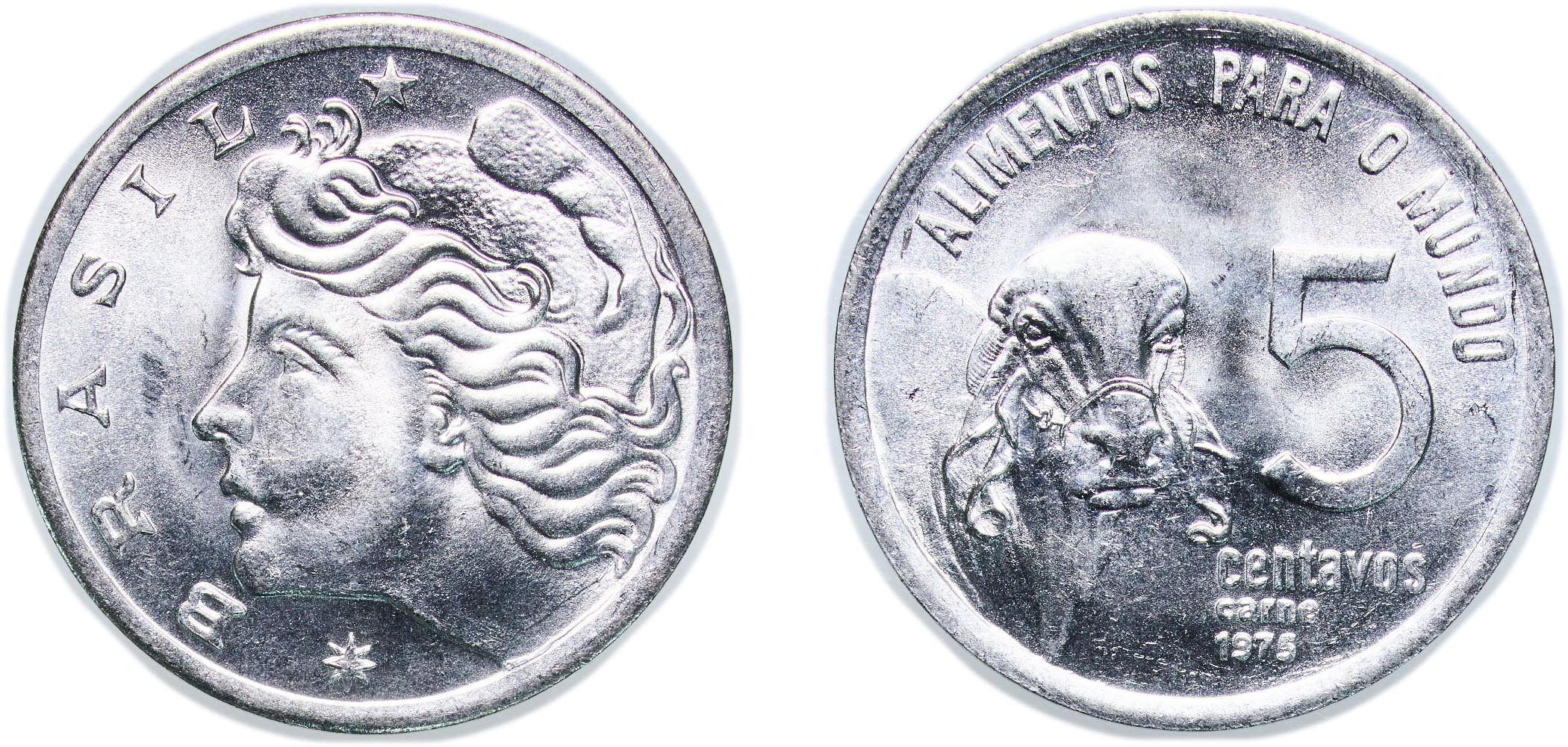 Brazil Federative Republic of Brazil 1975 5 Centavos (FAO) Stainless steel Casa da Moeda do ...