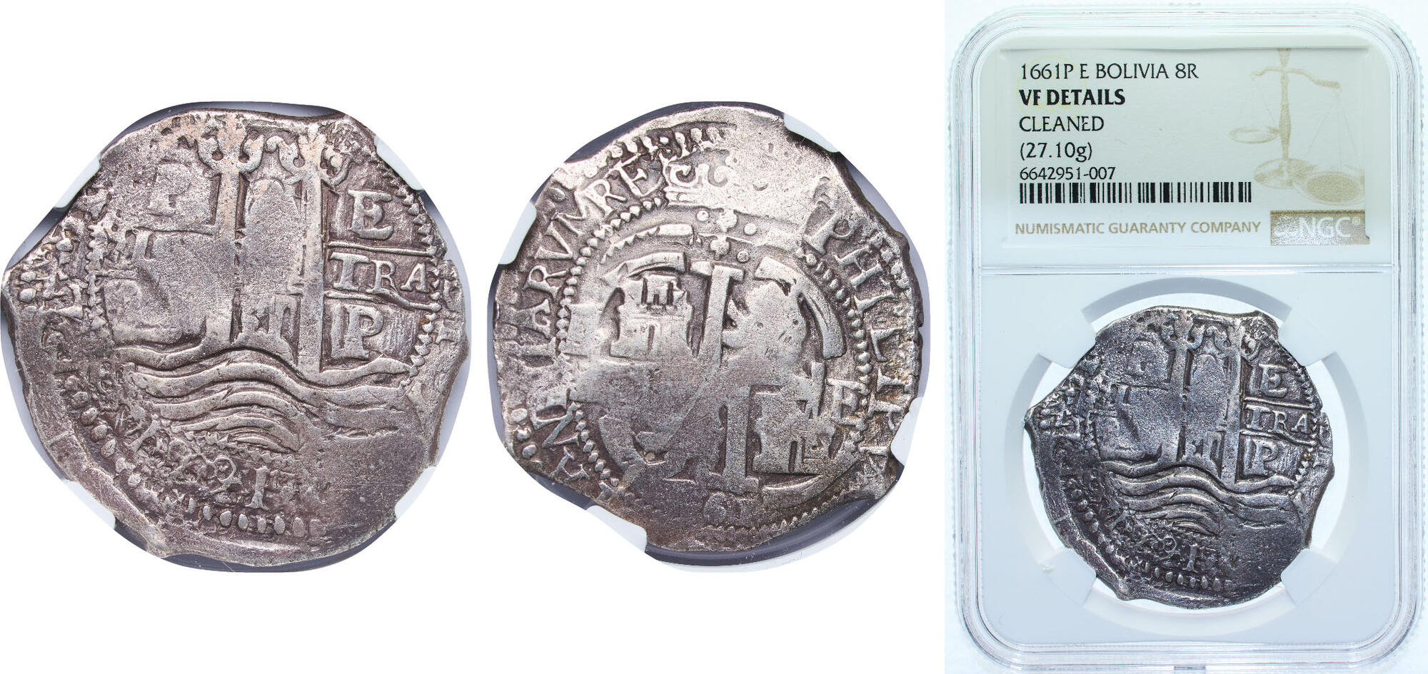 Bolivia Spanish colony 1661 P E 8 Reales - Philip IV Silver (.931 ...