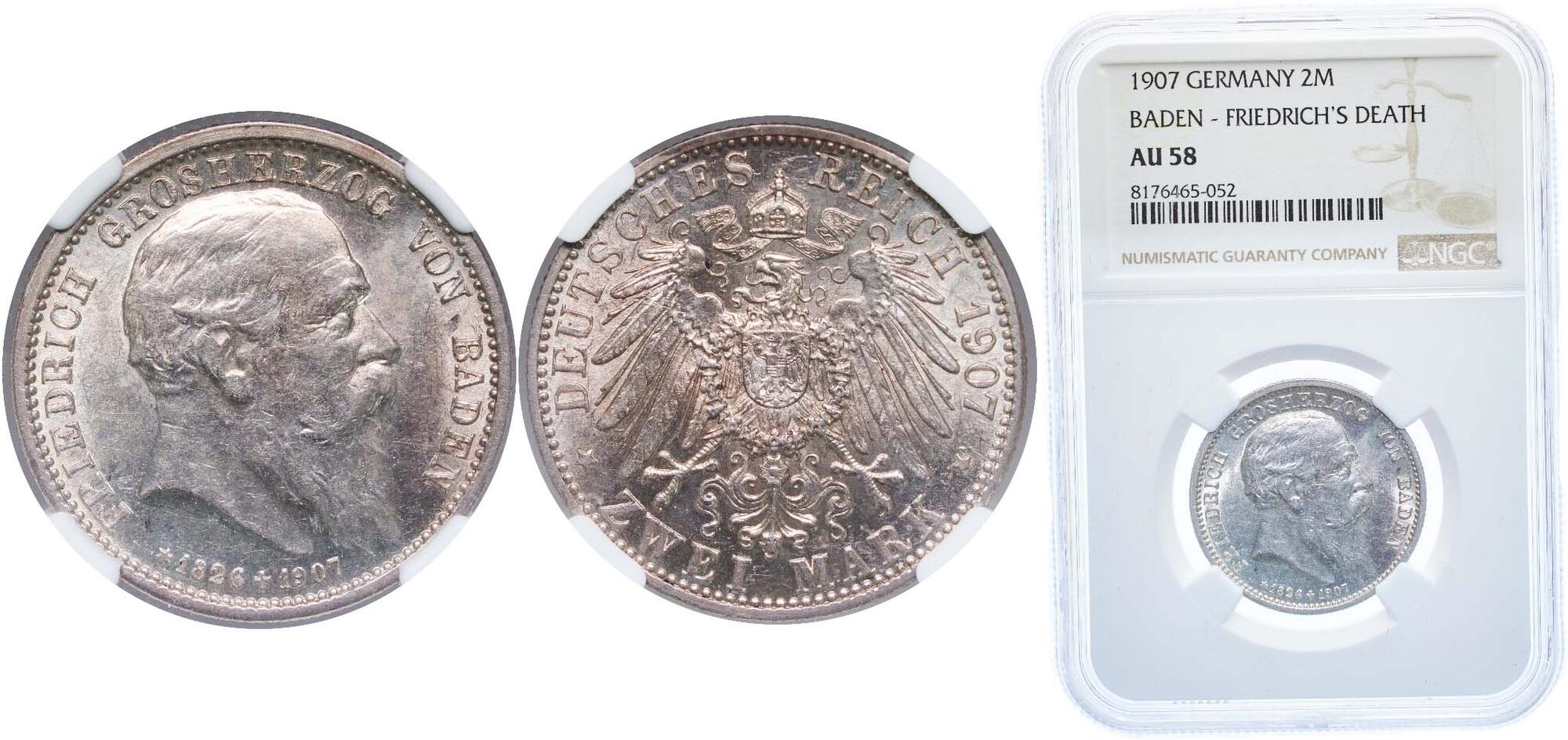 Germany Grand-duchy of Baden German states 1907 2 Mark - Frederick I ...