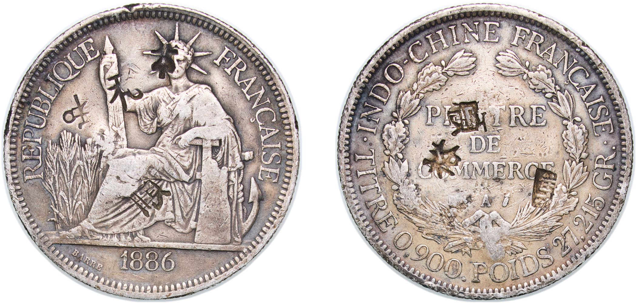 French Indochina French colony 1886 A 1 Piastre Silver (.900) Paris ...